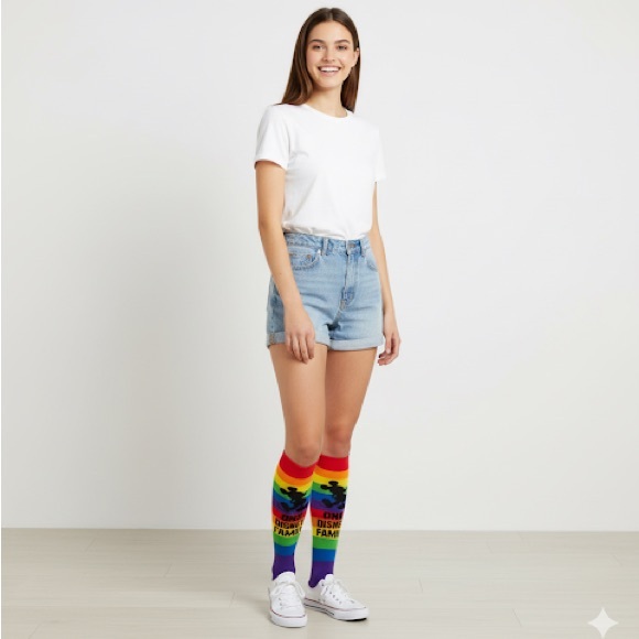 Disney | Accessories | Disney Mickey Knee High Rainbow Pride Socks | Poshmark